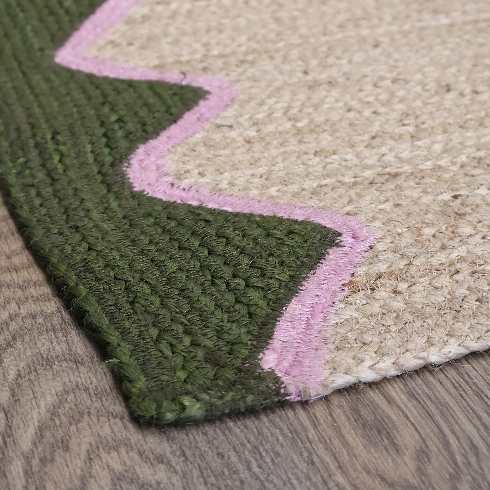 Scallop Wave Runner in Olive | Hand-Woven Organic Jute Runner in Dark ...