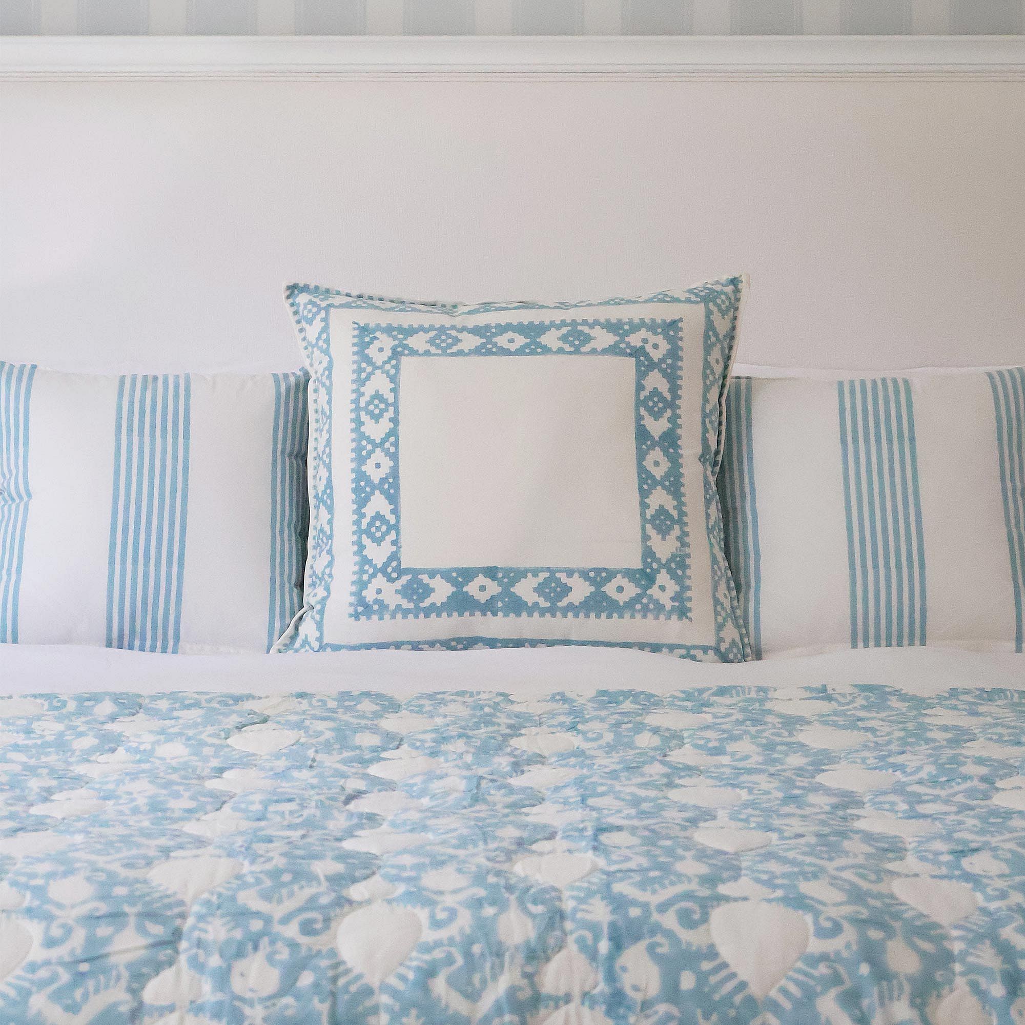 Ziana Ikat Cushion | Cotton Square Bedroom Cushion with Contemporary ...