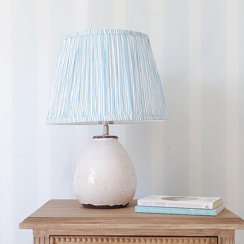 Stripe Lampshade in Seaside Blue | Mushroom Pleat Stripe Bedroom ...