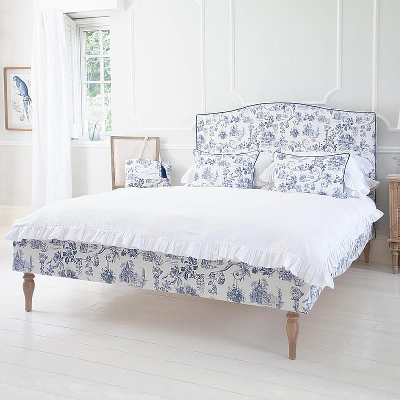 French Toile Bed | Blue and White Toile Design Bed