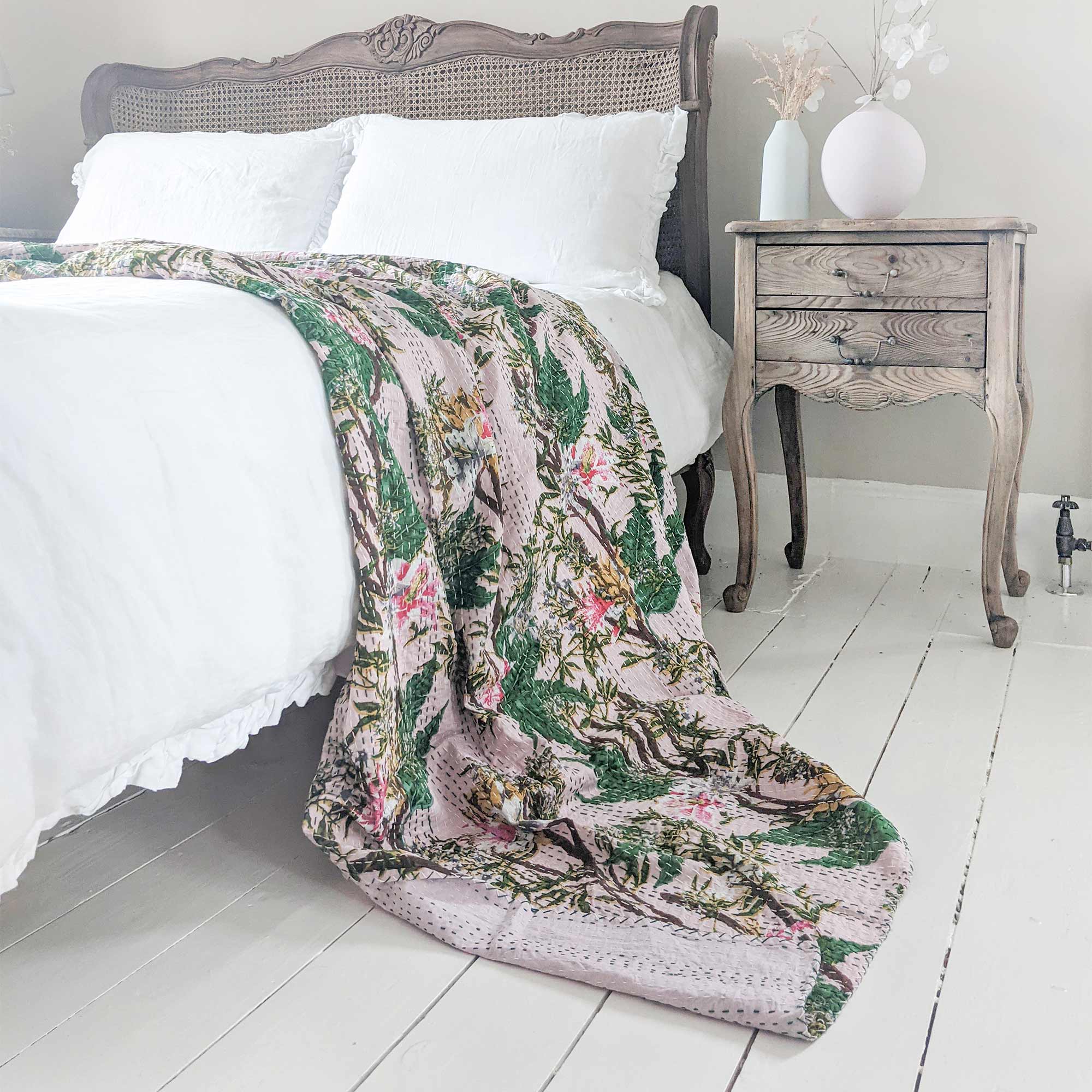 floral bed throw