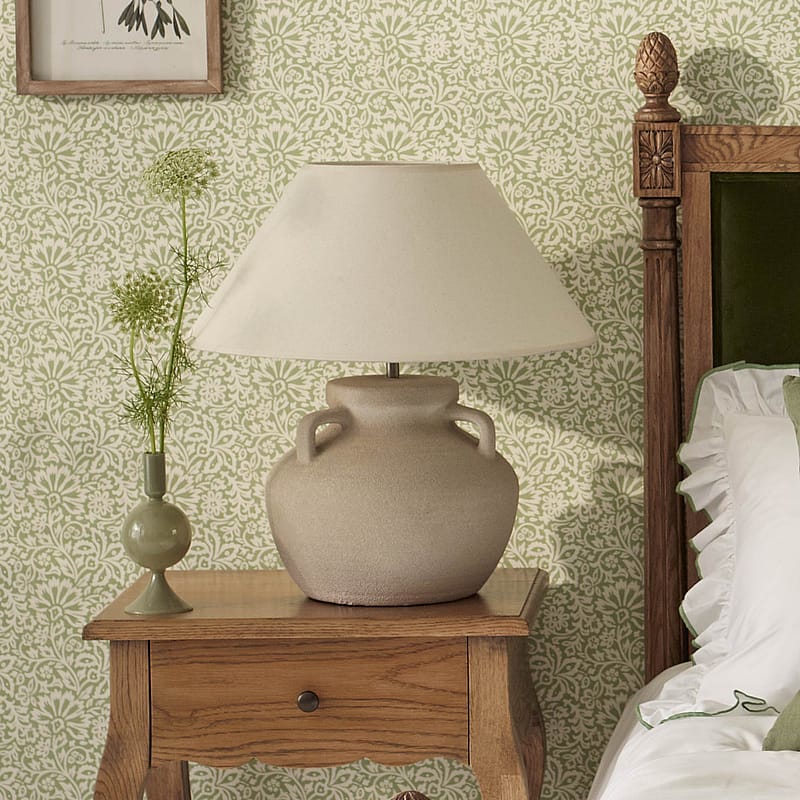 The Love Handles Lamp | Earthenware Table Lamp with Cotton Linen Shade
