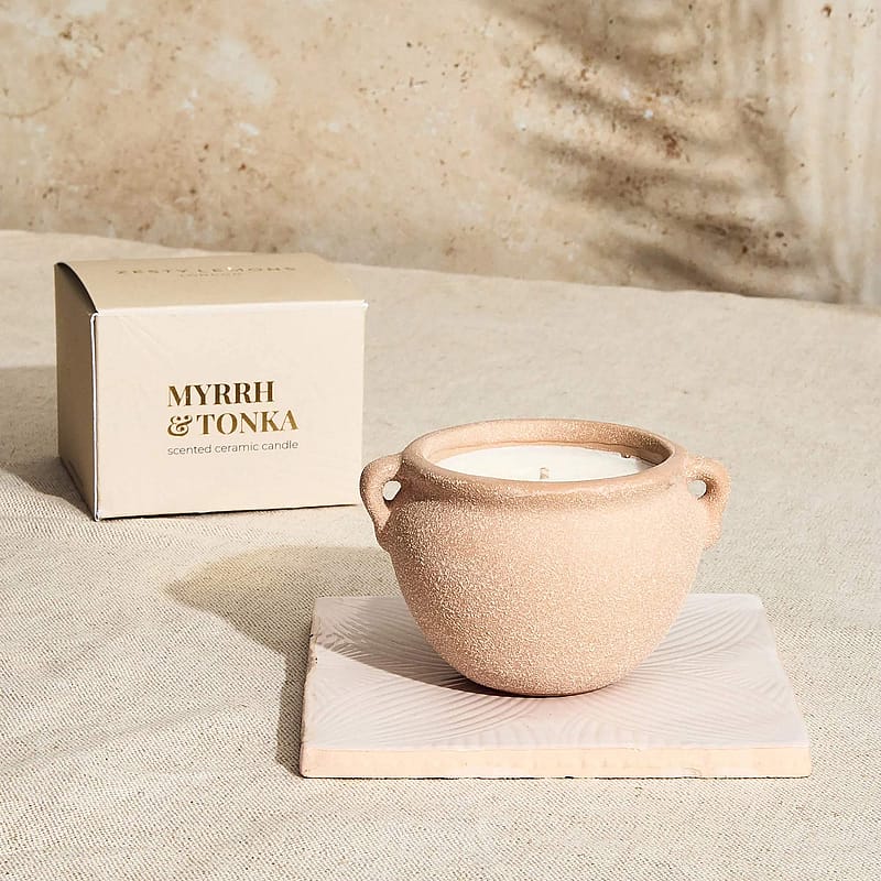 Marrakesh Sandstone Candle in Myrrh and Tonka | Myrrh & Tonka Textured ...