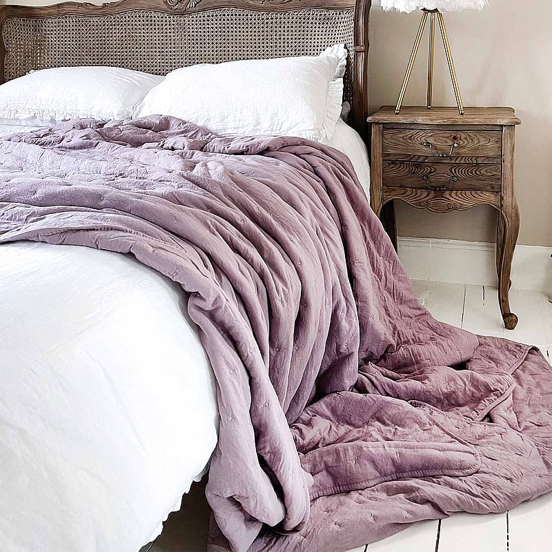 Peachskin Quilted Bedspread in Lilac Pink | Gentle Lilac Pink Quilted ...