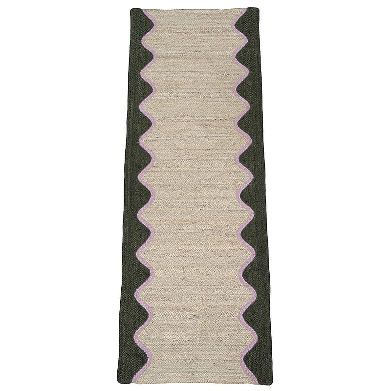 Scallop Wave Runner in Olive | Hand-Woven Organic Jute Runner in Dark ...