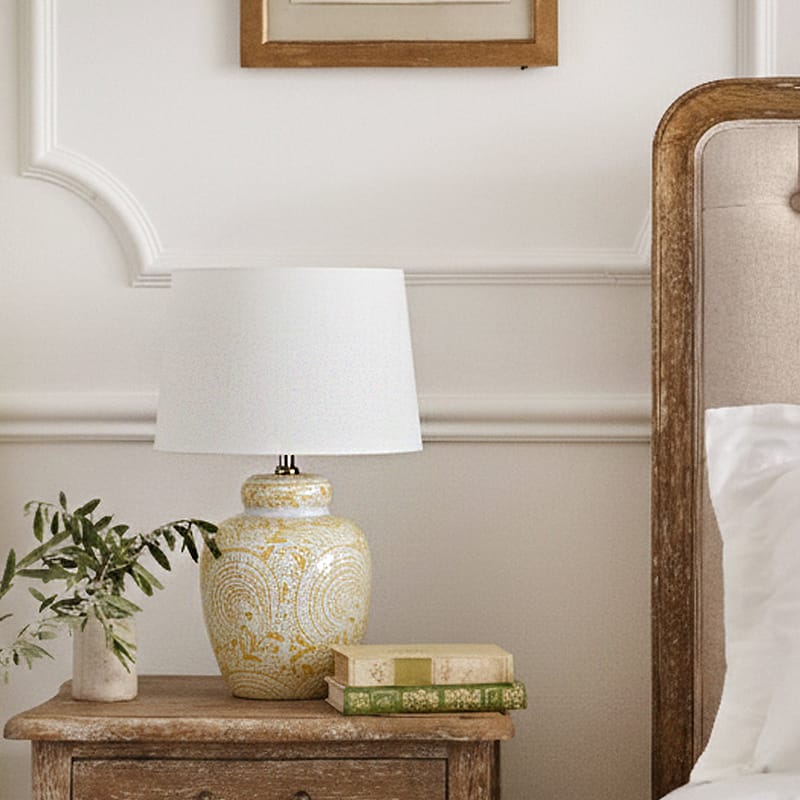 Sunwashed Ochre Table Lamp | Artisanal Design Ceramic Table Lamp in ...